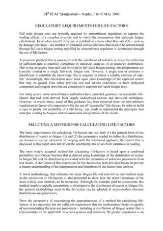 ICAF 2007 - On the Selection of Test Factors for the Determination of ...