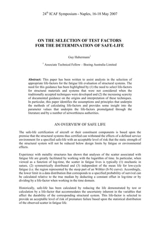 Safe-life fatigue analysis selection factors | PDF