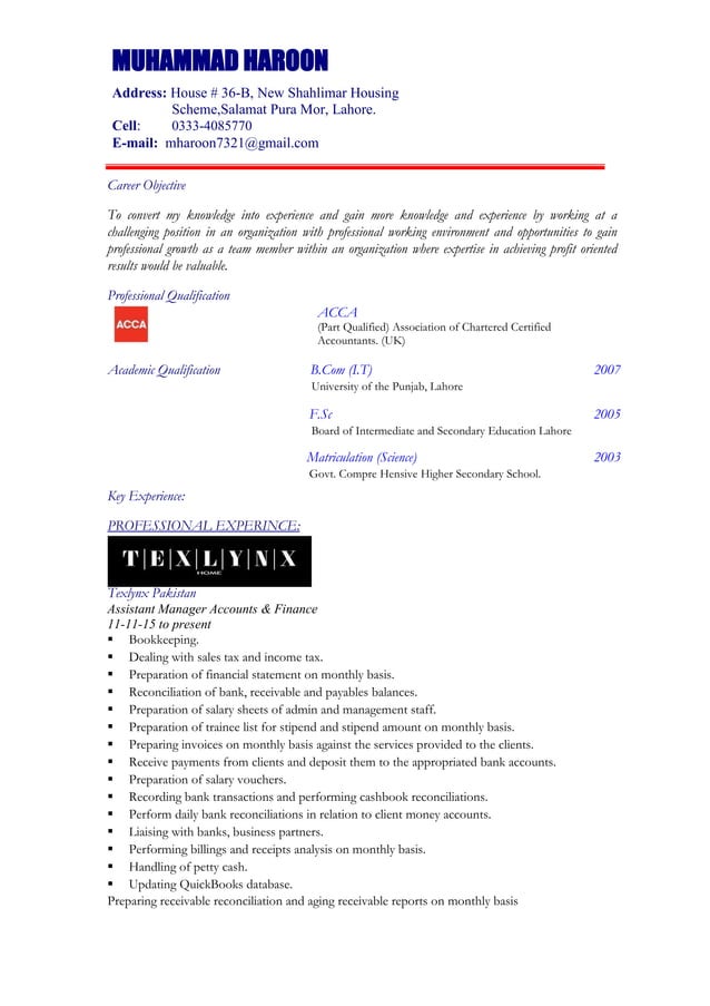 Muhamamd Haroon (Resume) | PDF