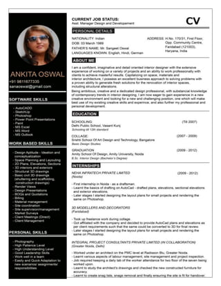 RESUME Ankita Oswal (Interior Designer) | PDF