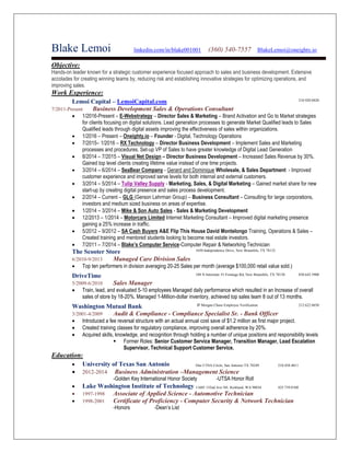 BLAKE LEMOI Resume 2016 | PDF
