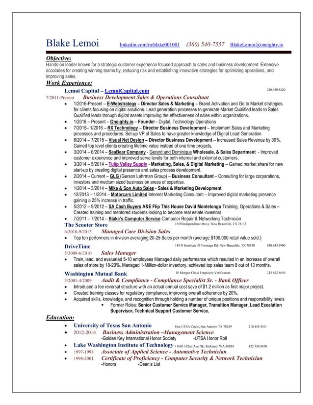 BLAKE LEMOI Resume 2016 | PDF