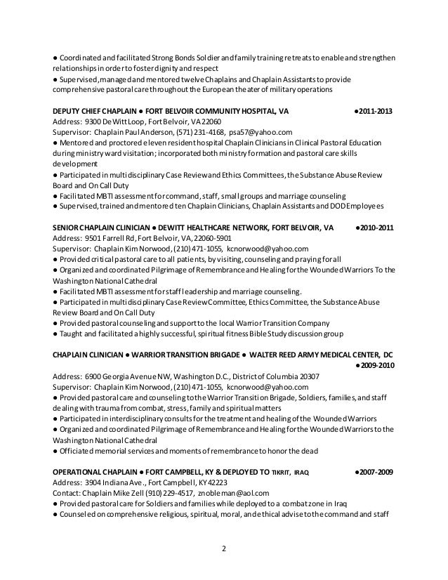 Printable Hospital Chaplain Resumes Samples