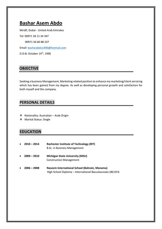 Bashar Asem Abdo CV #5 | PDF