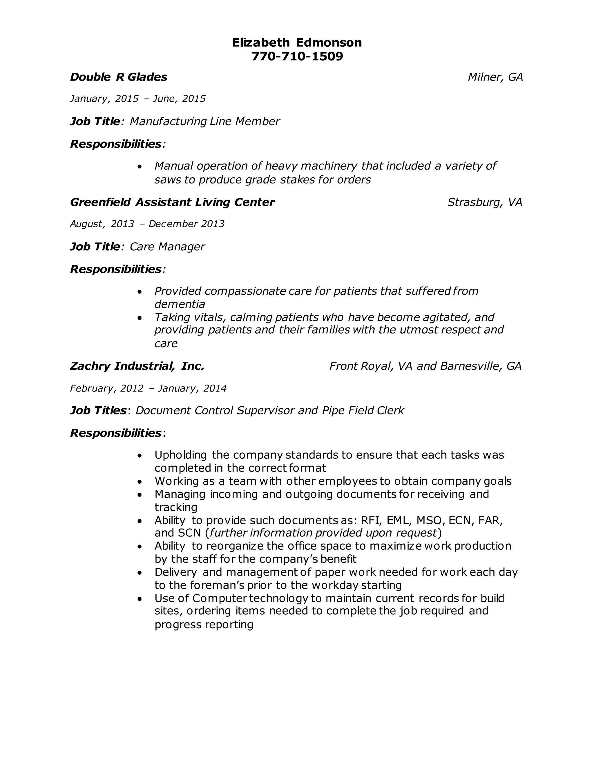 Elizabeth Edmonson 2015 Resume | DOCX