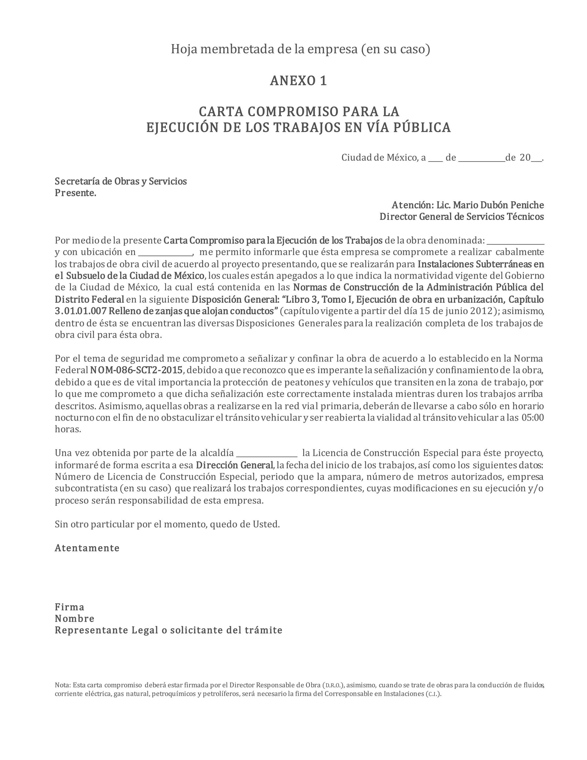 Carta Compromiso | DOCX