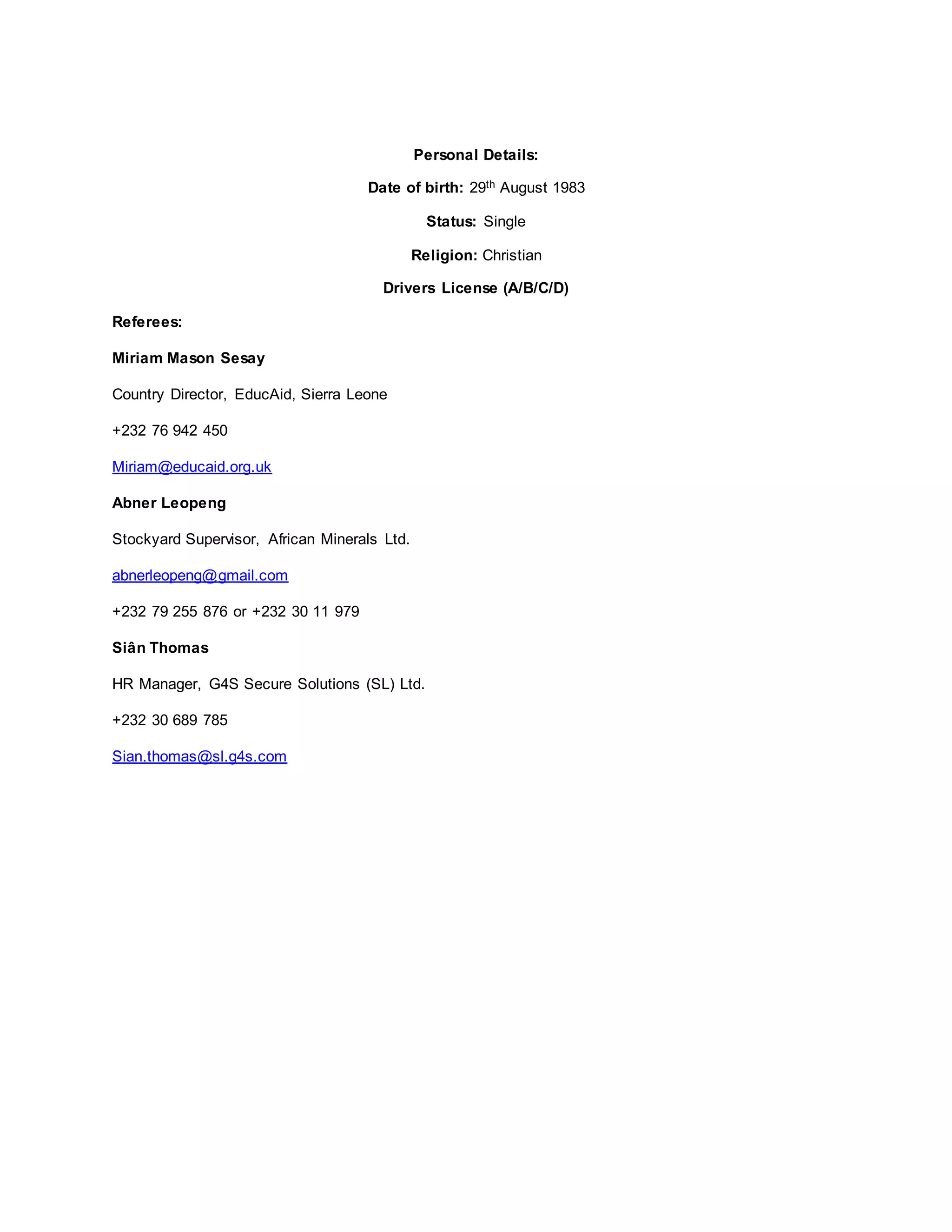 Mr Francis Gawan - CV | PDF