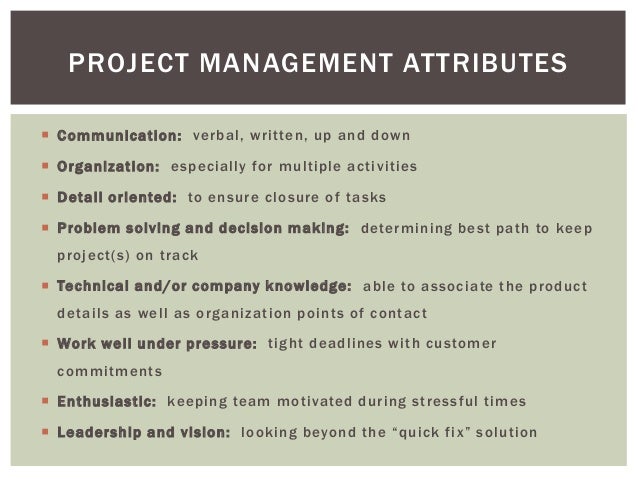 Project management attributes