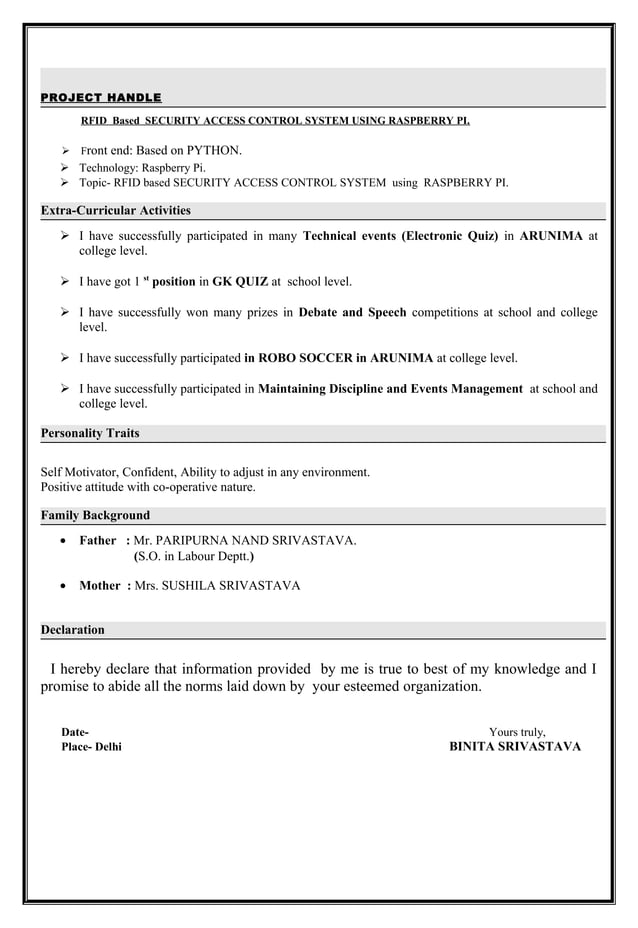 binita_resume | DOC | Technology & Computing