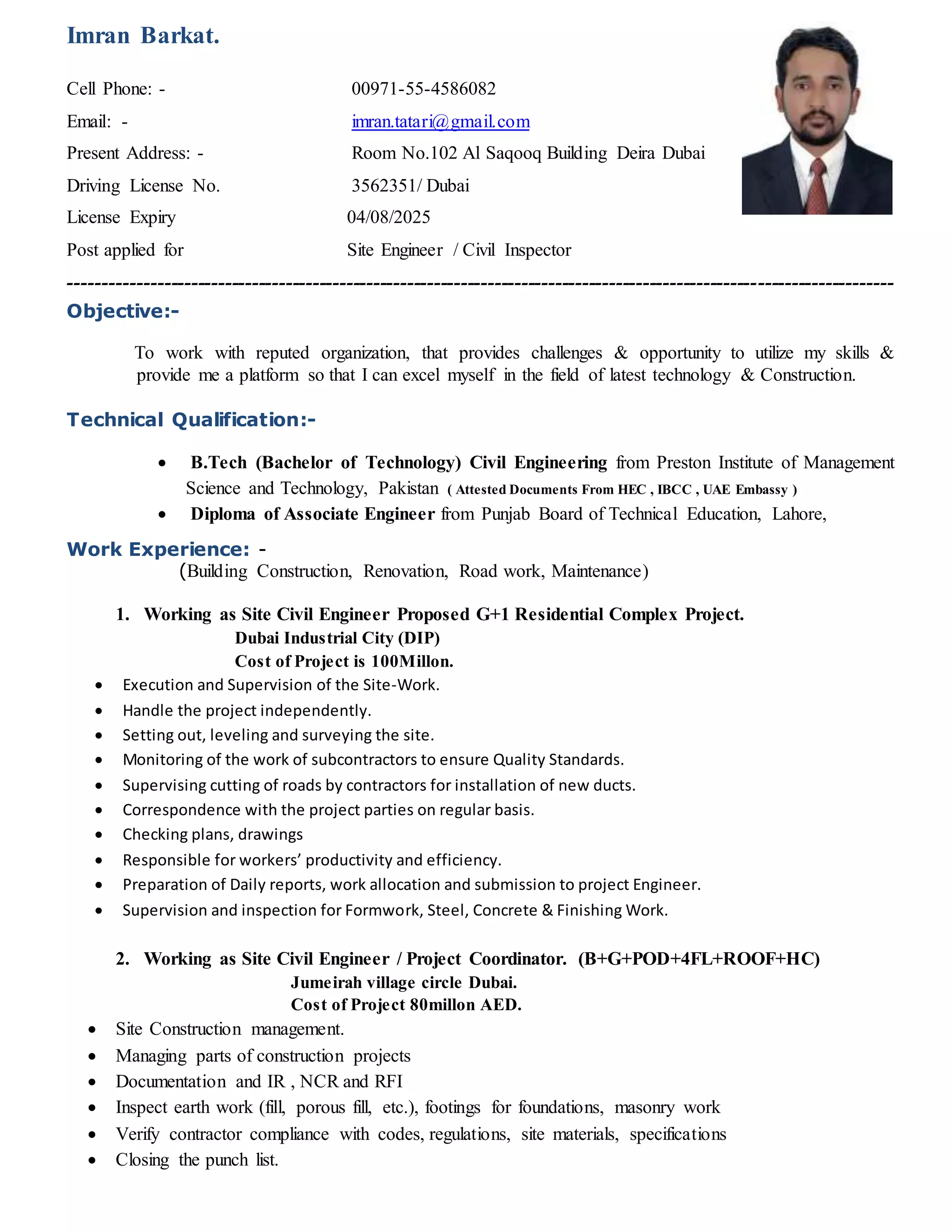 CV Engr Imran Brkat | DOCX