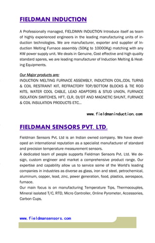 FIELDMAN SENSORS PVT LTD CATLOG | PDF