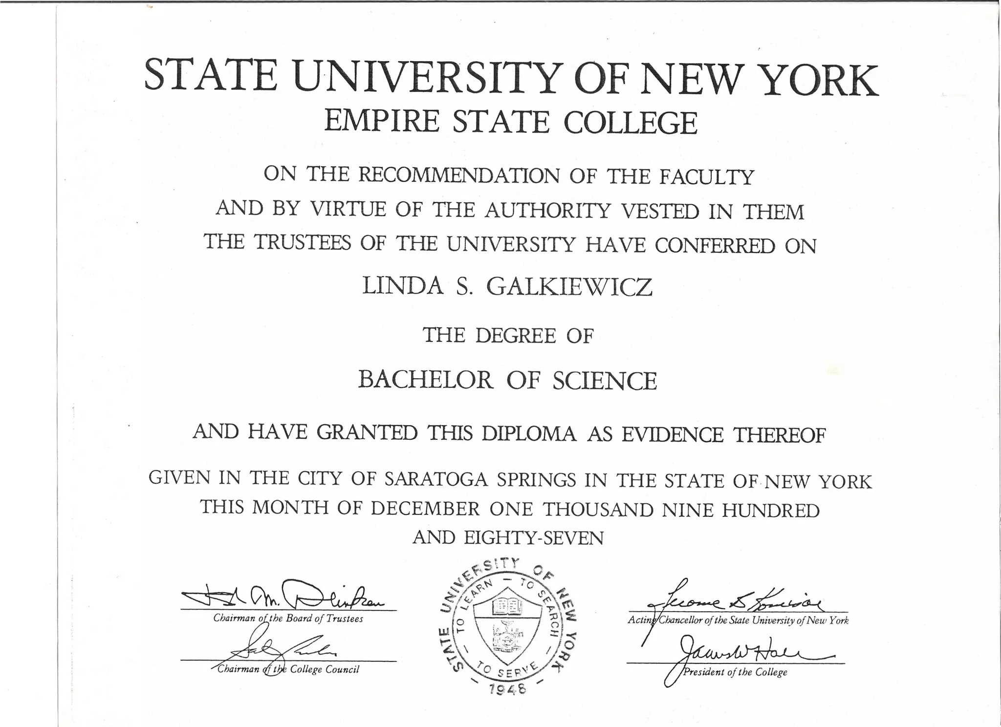 SUNY-ESC BSBA Diploma-FortinLS | PDF