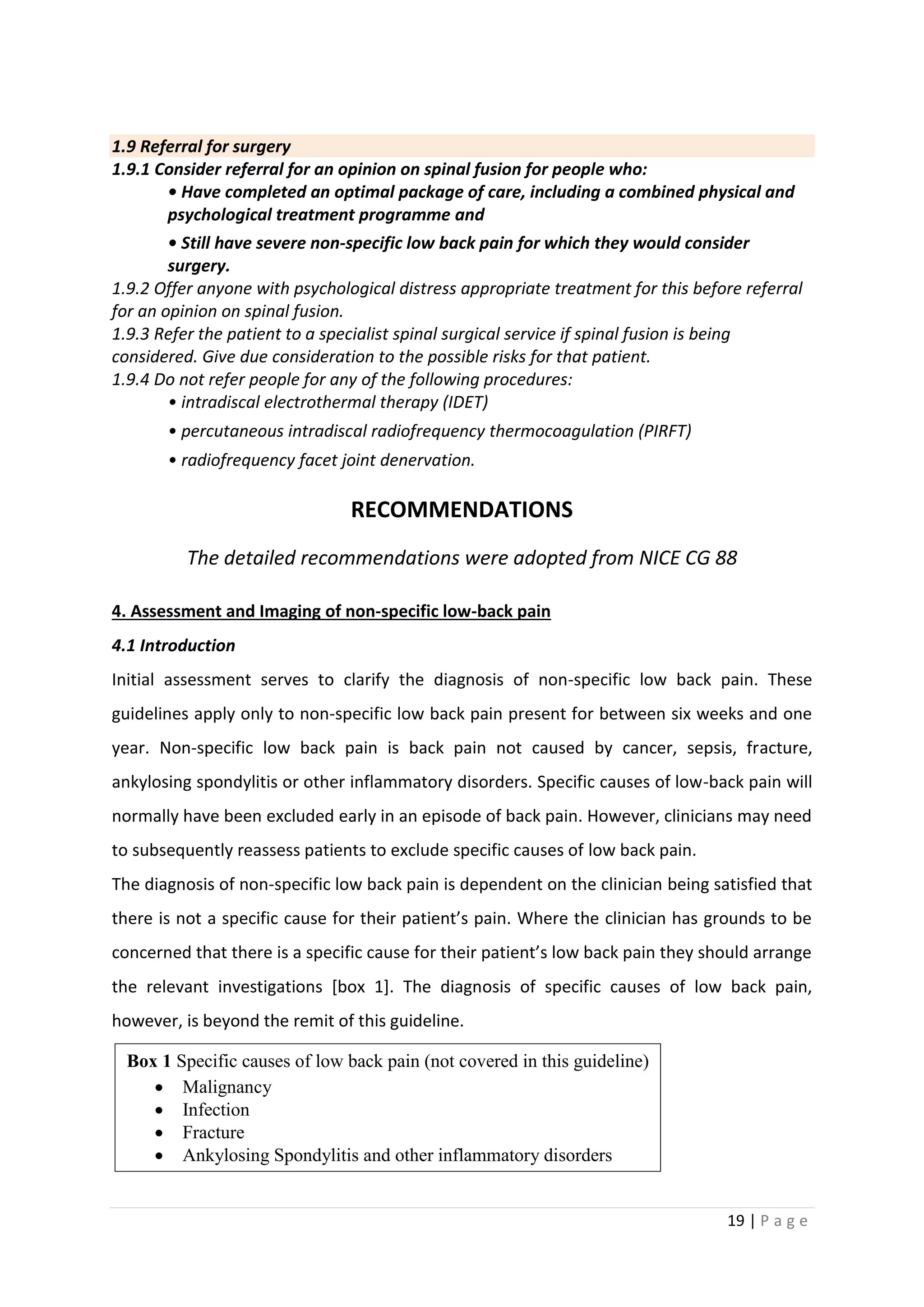 Low Back Pain Clinical Practice Guideline | PDF