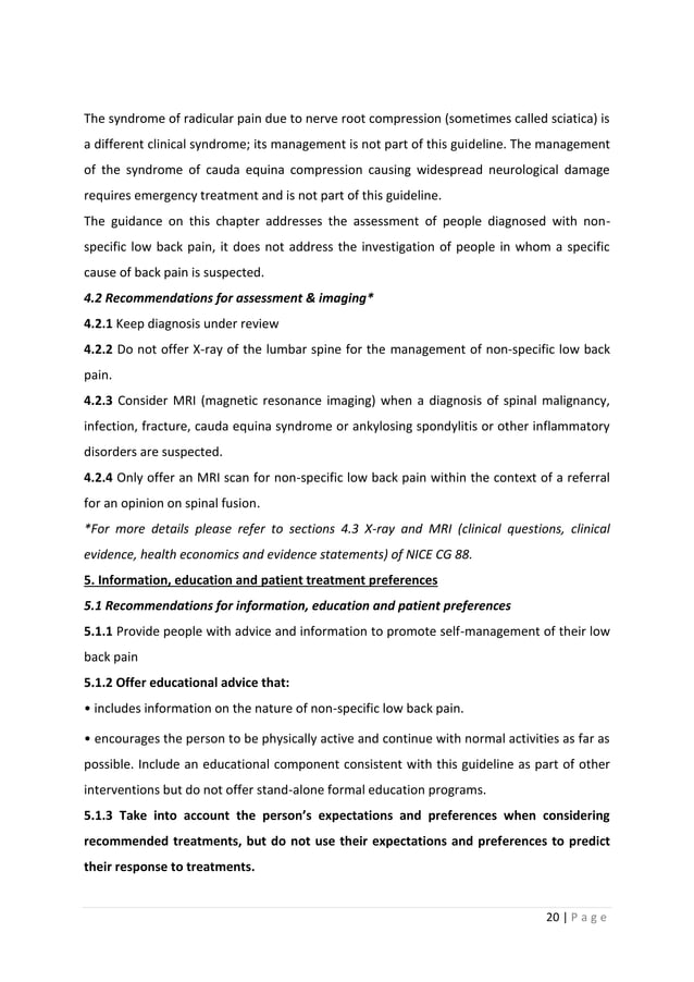 Low Back Pain Clinical Practice Guideline | PDF