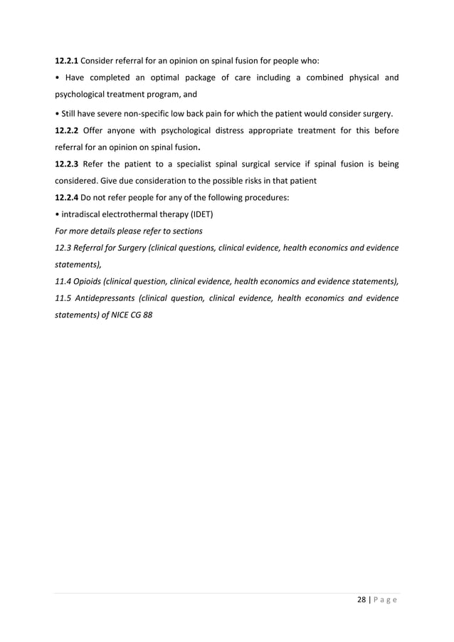 Low Back Pain Clinical Practice Guideline | PDF
