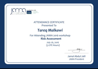 Tareq Malkawi jamaRisk Ass.Cert