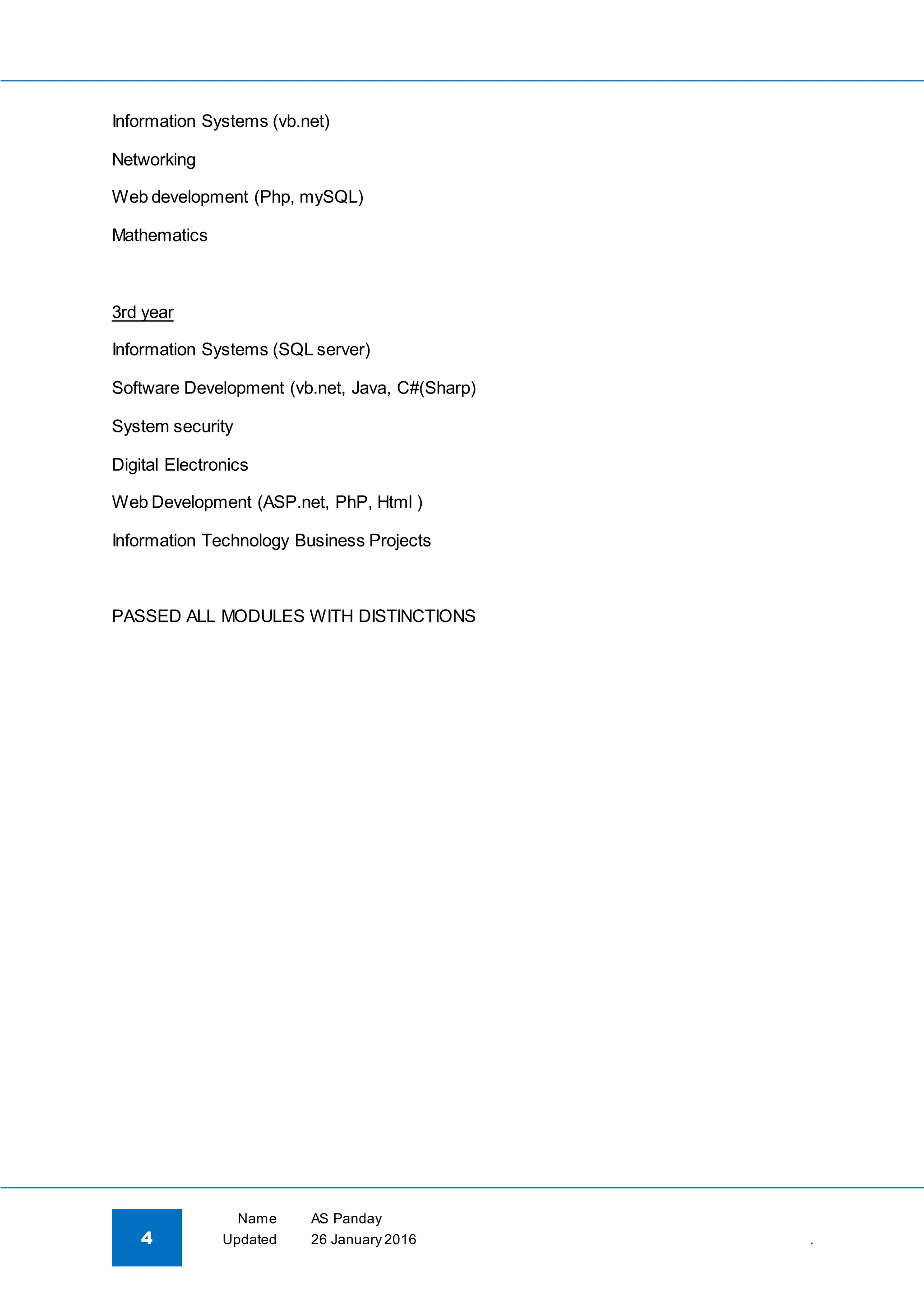 Akshanth Panday Resume 26 January 2016-1 | DOCX | Programming Languages ...