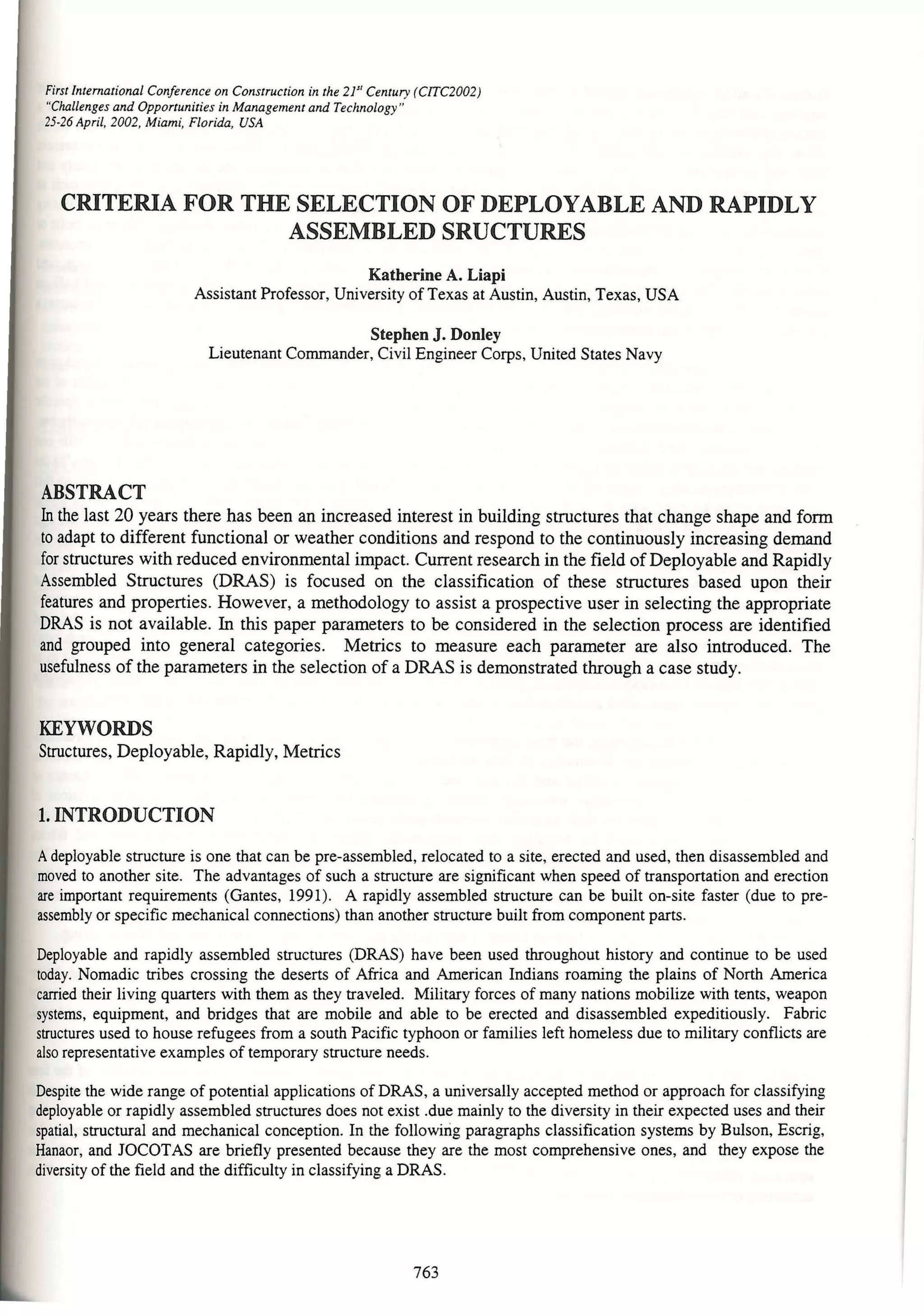 CriteriaForTheSelectionOfDeployableAndRapidlyAssembledStructures | PDF