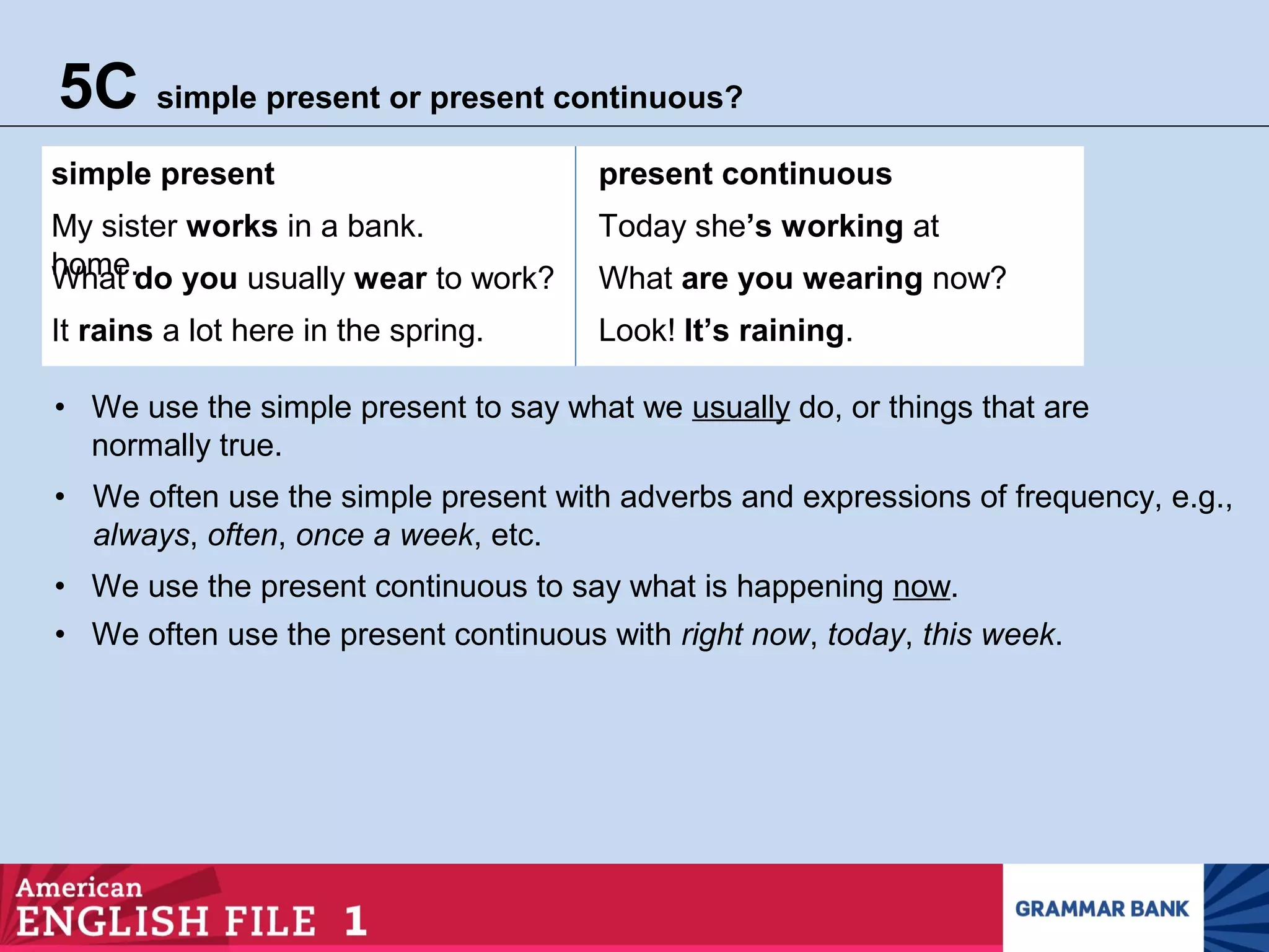 5C - Simple Present or Present Continuous? | PPT