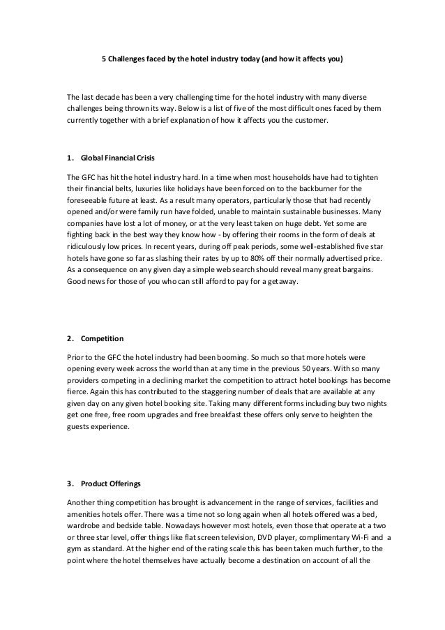 5 challenges faced by the hotel industry today