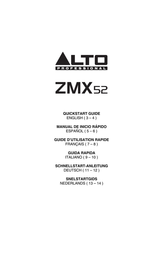 5 Channel Mixer ZEPHYR ZMX52 Quickstart Guide | PDF
