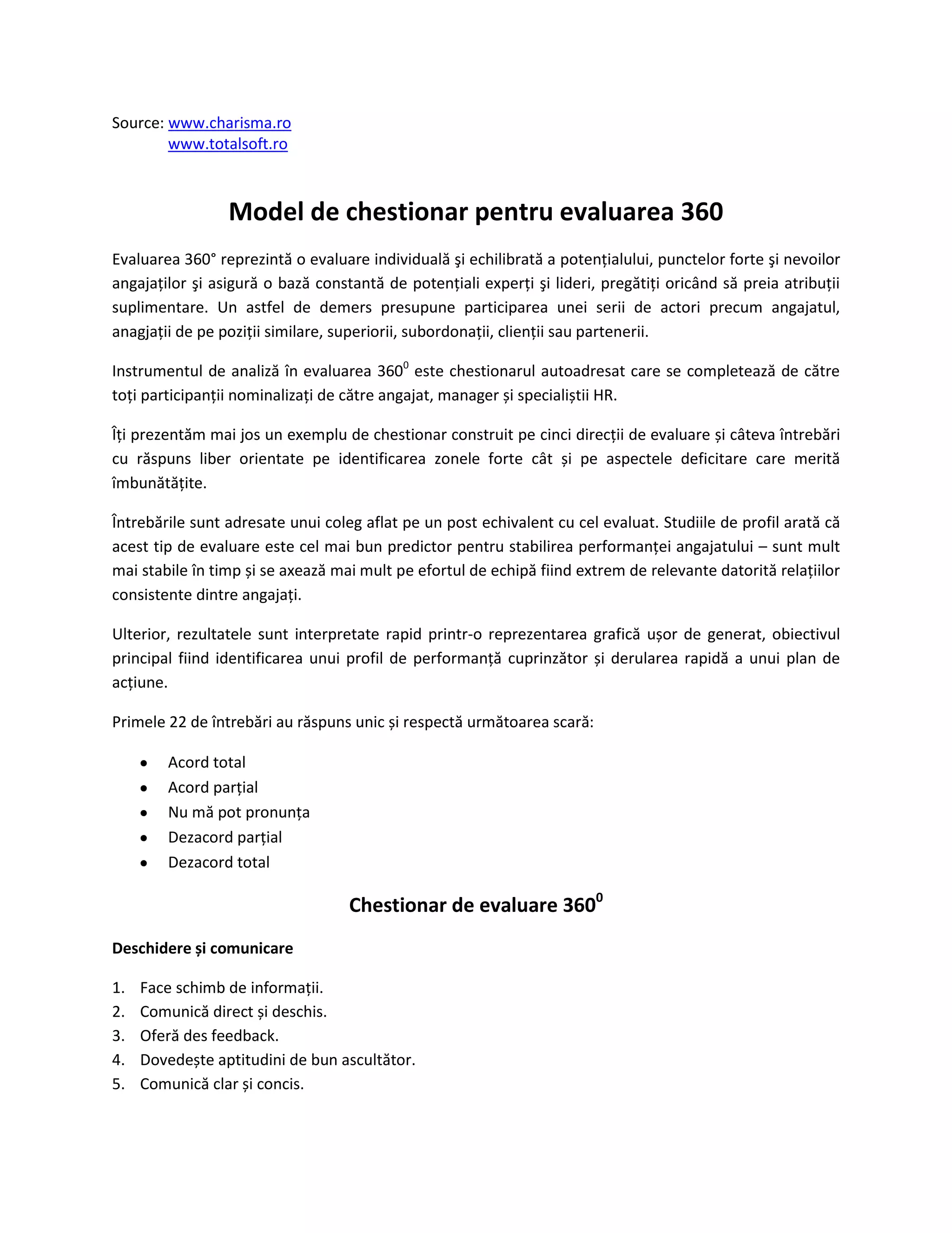 5 chestionar test evaluare 360 | DOCX