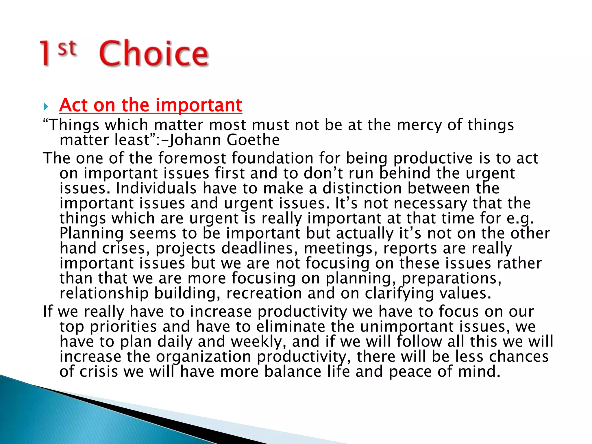 5 Choices To Extraordinary Productivity Understanding By Nilesh | PPTX