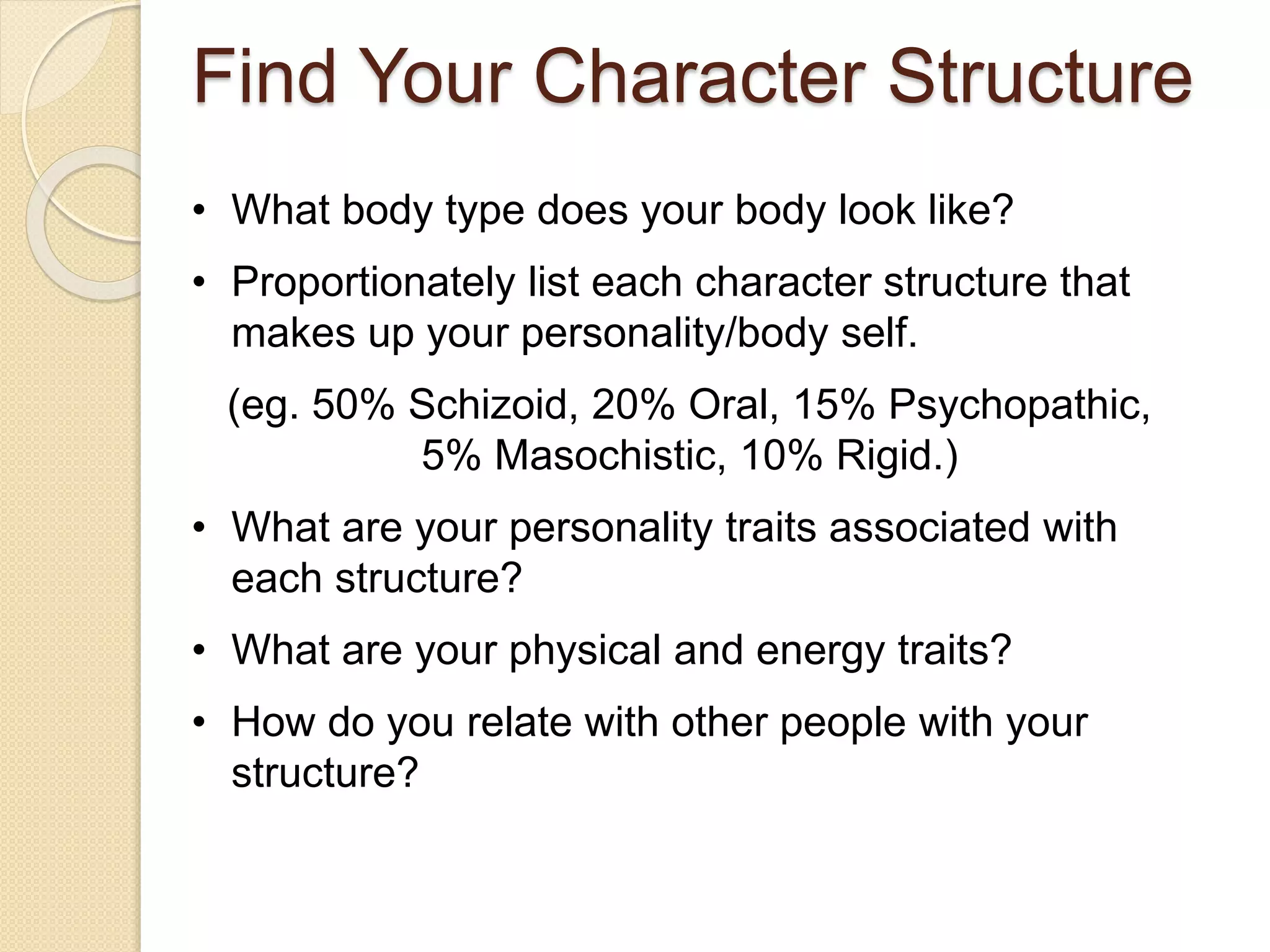 The Five Major Character Structures | PPSX