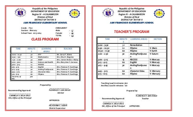 Classroom Program Sample