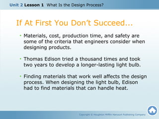 Unit 2: The engineering process; Lesson 1: What is the design process ...