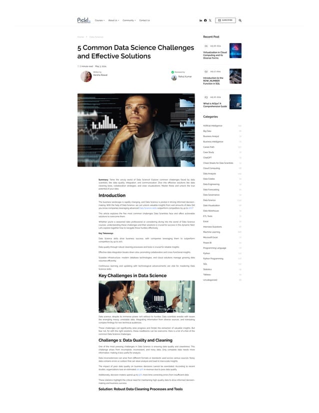 5 Common Data Science Challenges and Effective Solutions.pdf | Databases | Computer Software and ...