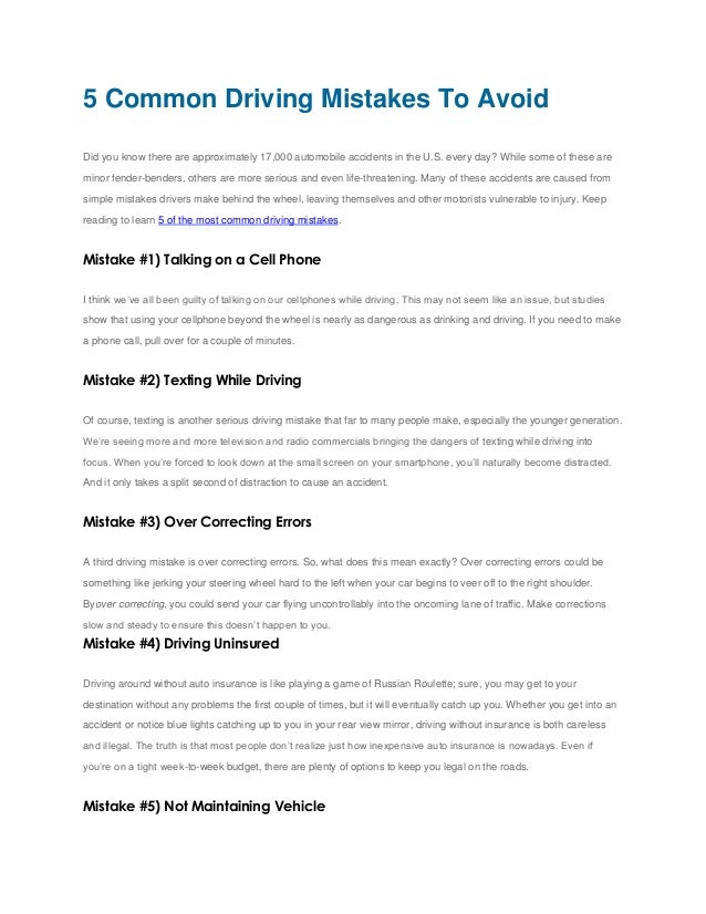 5 common driving mistakes to avoid
