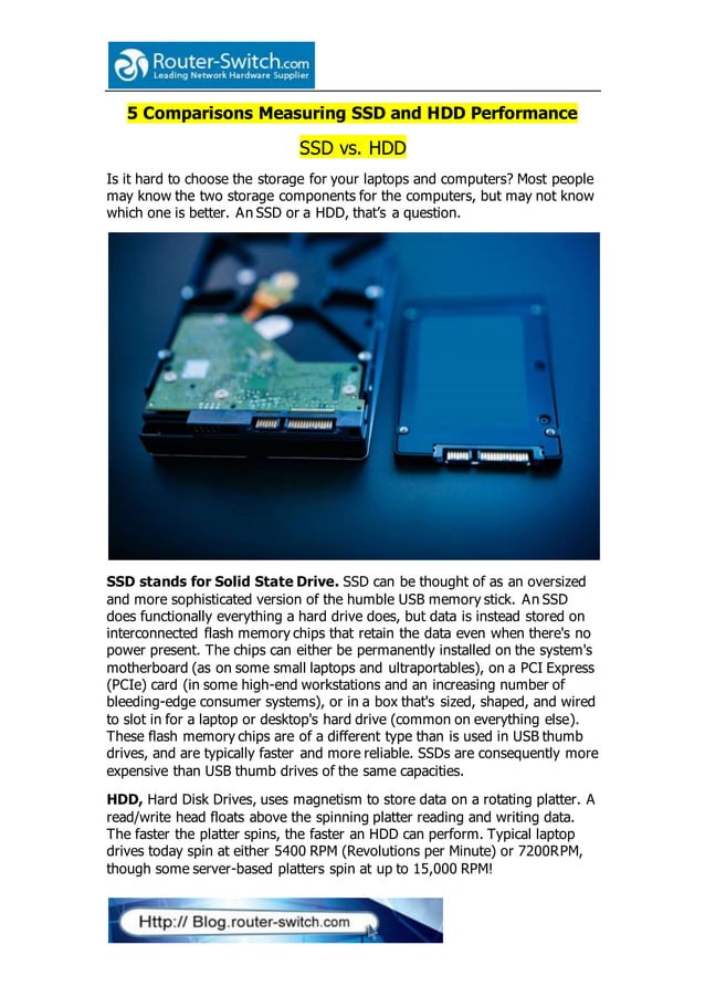 5 comparisons measuring ssd and hdd performance | PDF