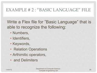 Compiler Engineering Lab#5 : Symbol Table, Flex Tool | PPTX