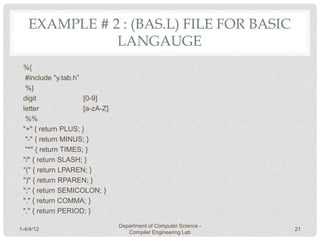 Compiler Engineering Lab#5 : Symbol Table, Flex Tool | PPTX