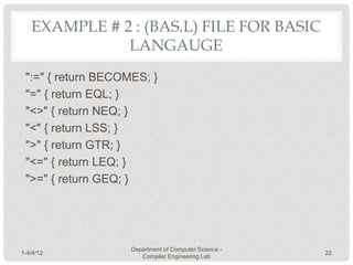 Compiler Engineering Lab#5 : Symbol Table, Flex Tool | PPTX