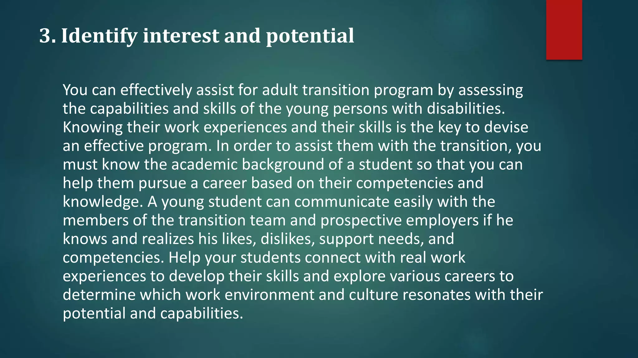 5 components of adult transition program | PPTX