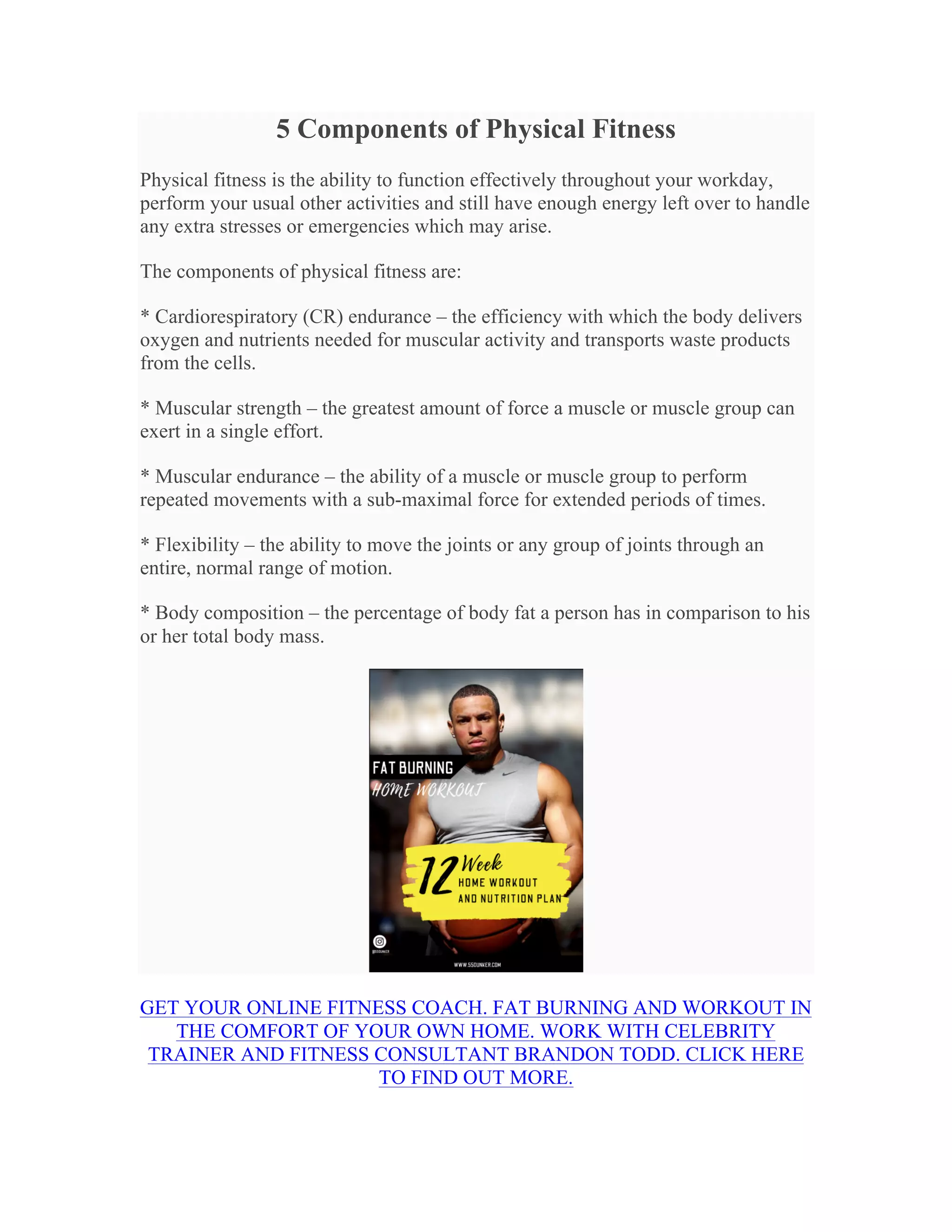 5 components of physical fitness | PDF