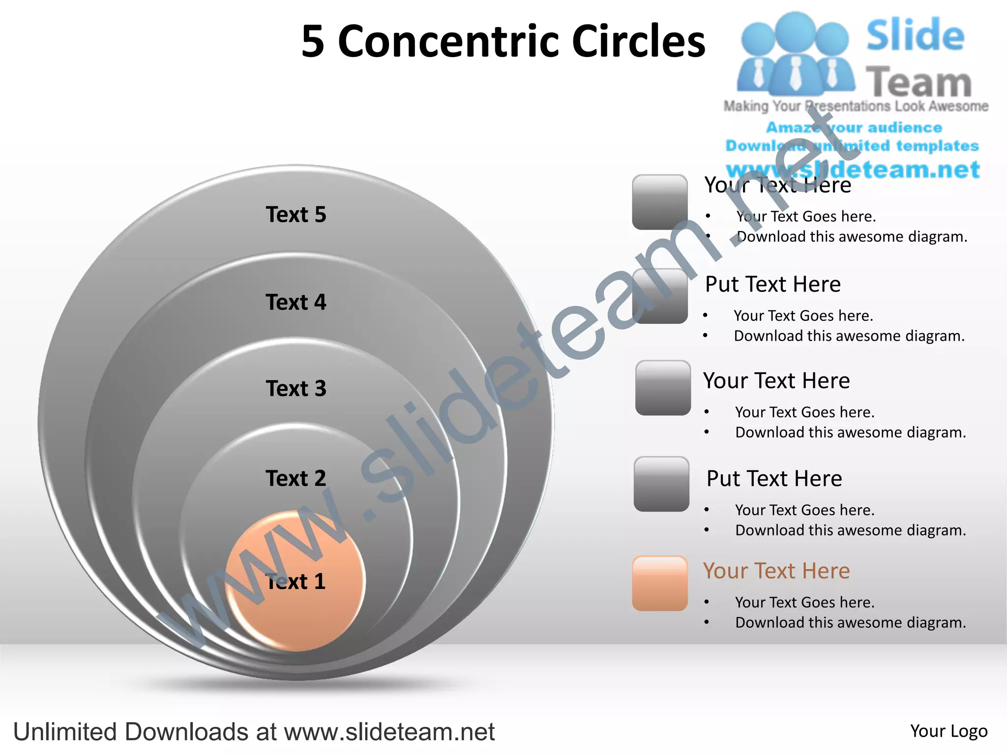 5 concetric circles powerpoint slides diagrams templates | PDF
