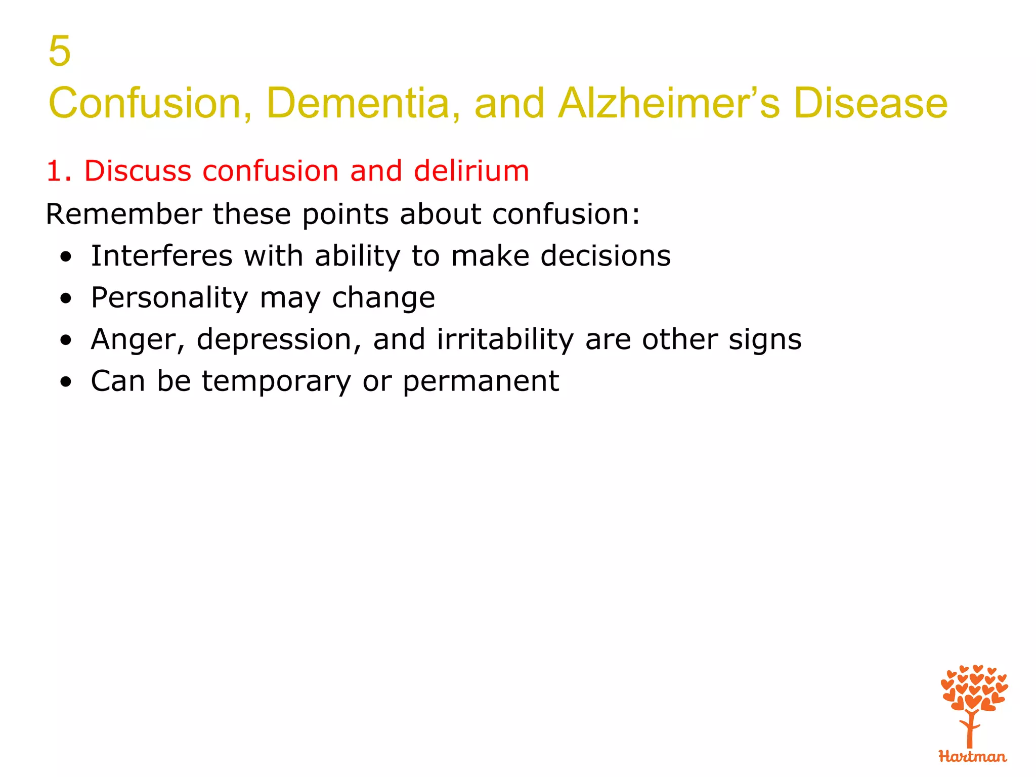 Confusion, dementia, and Alzheimer's disease | PPT
