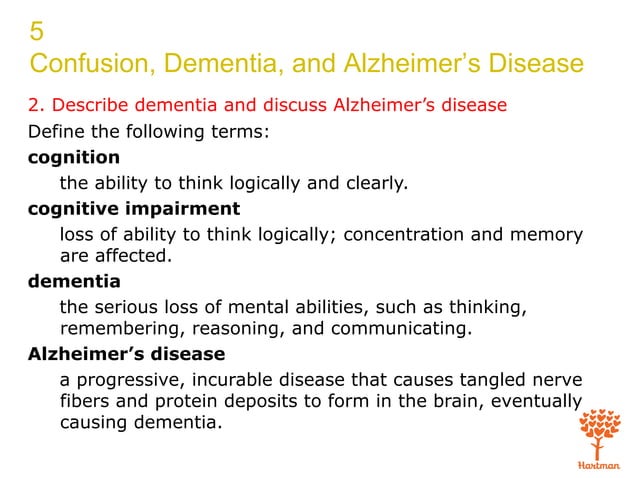 Confusion, dementia, and Alzheimer's disease | PPT