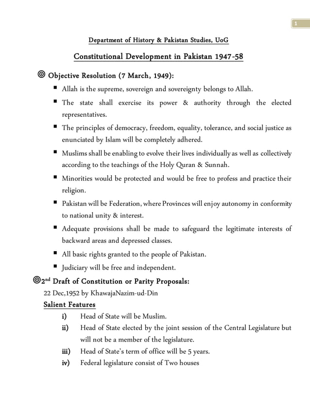 5 constitutional development in pakistan 1947 58 | DOCX | Islam ...