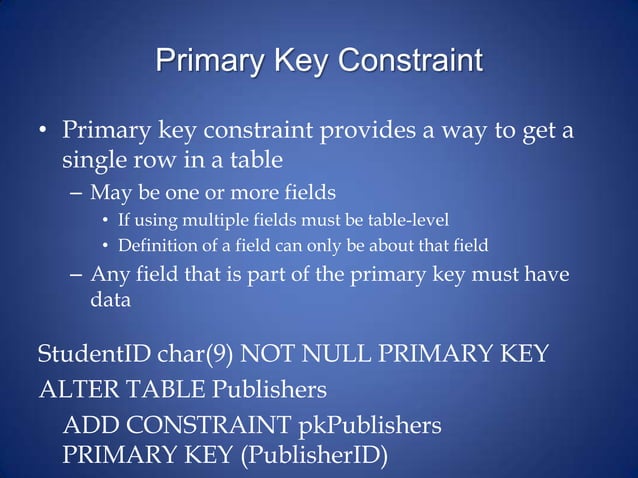 SQL Constraints | PPTX