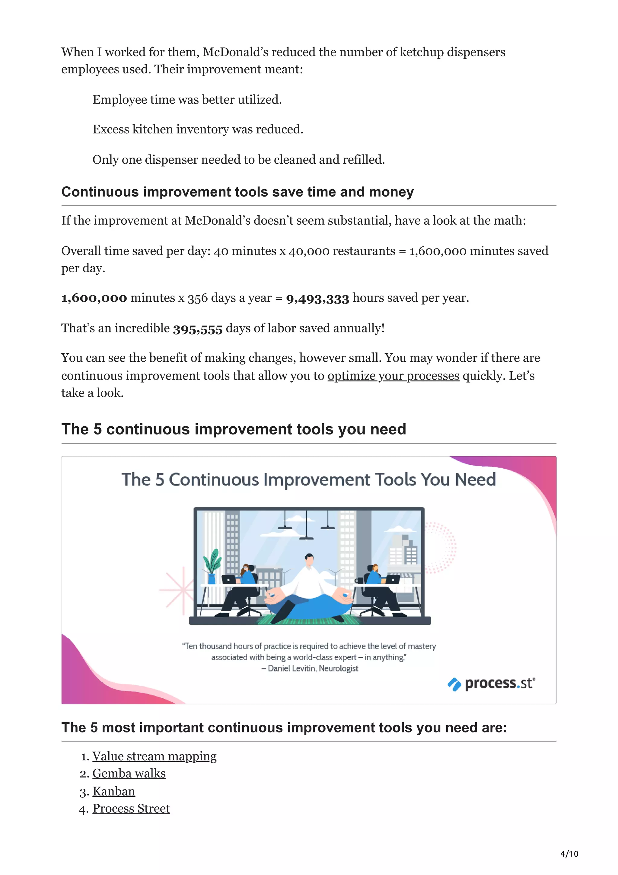 5 Continuous Improvement Tools for Process Success | PDF