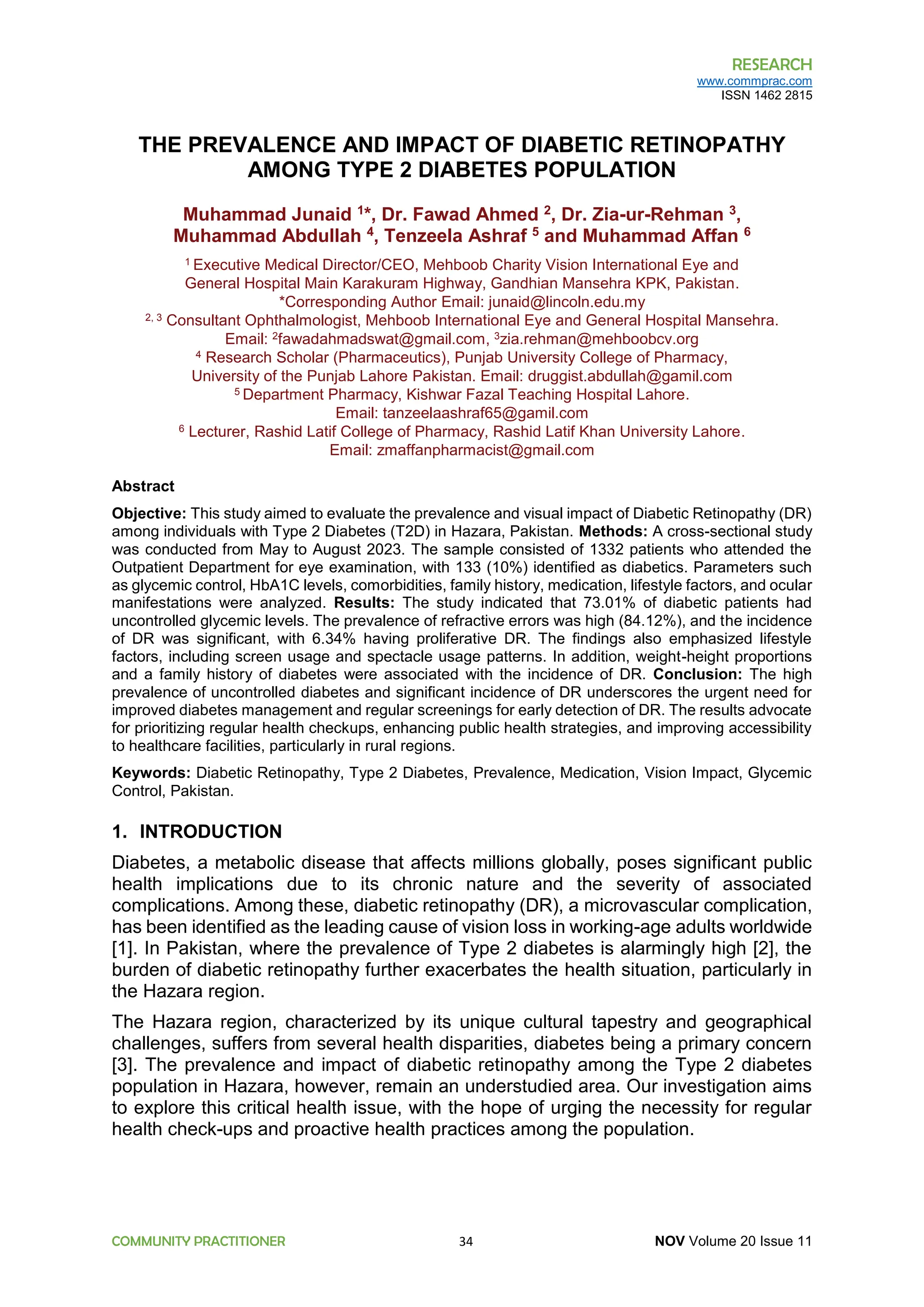 THE PREVALENCE AND IMPACT OF DIABETIC RETINOPATHY AMONG TYPE 2 DIABETES ...