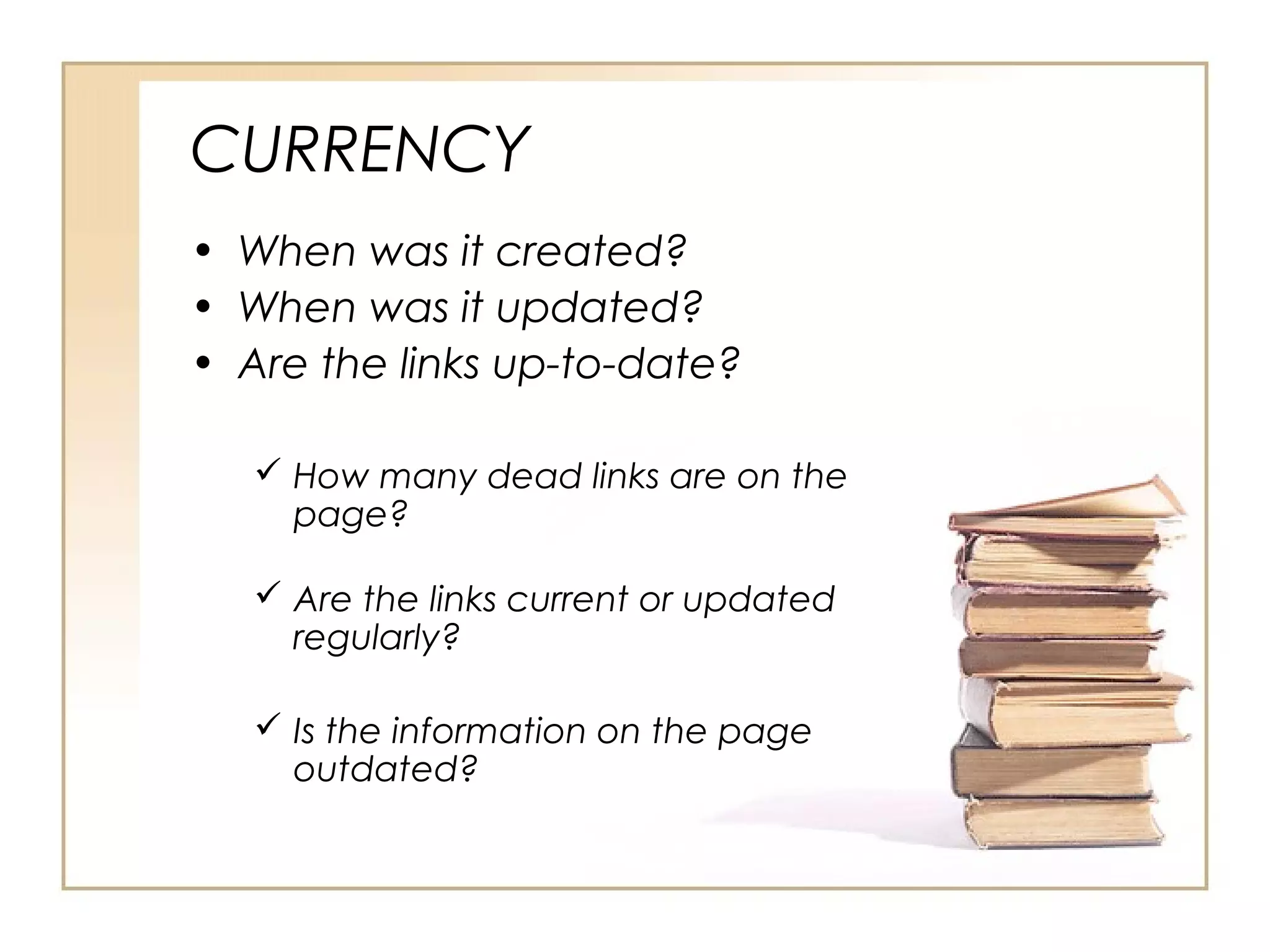 5 criteria evaluating websites | PPT