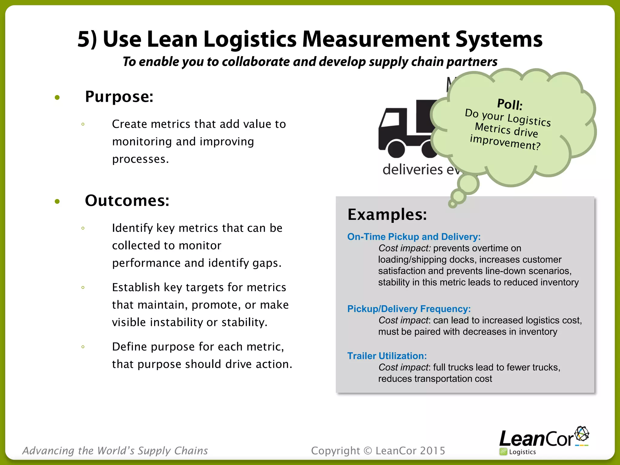 LeanCor Logistics Webinar: 5 Critical Components of a Lean Logistics Strategy | PDF