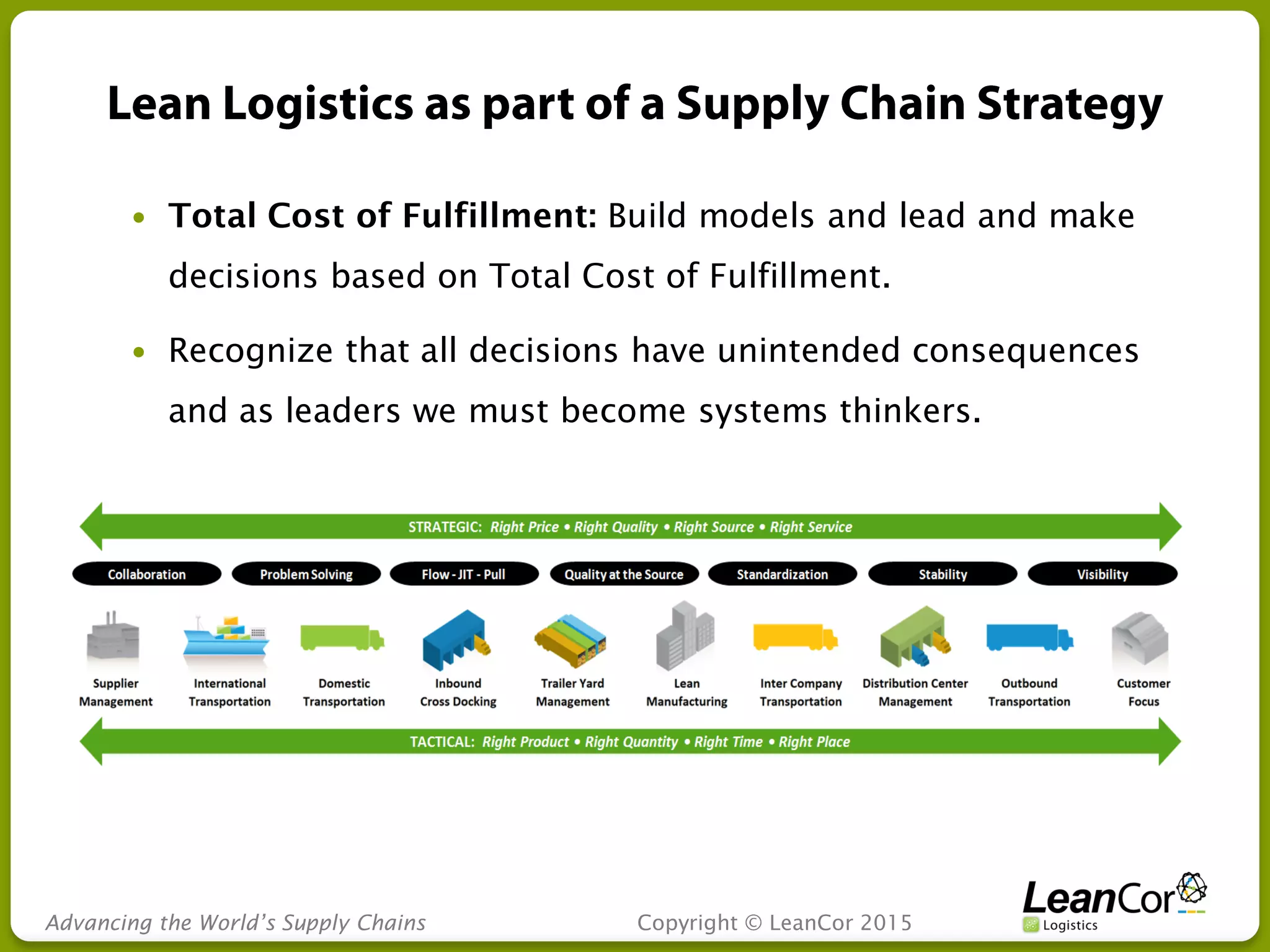 LeanCor Logistics Webinar: 5 Critical Components of a Lean Logistics Strategy | PDF