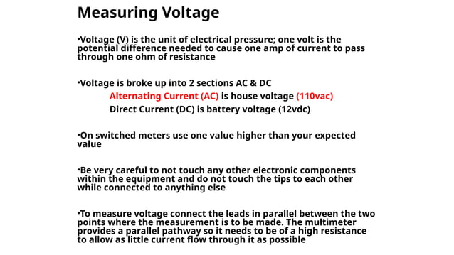 Current and Voltage Measurement - Using a Multimeter | PPTX