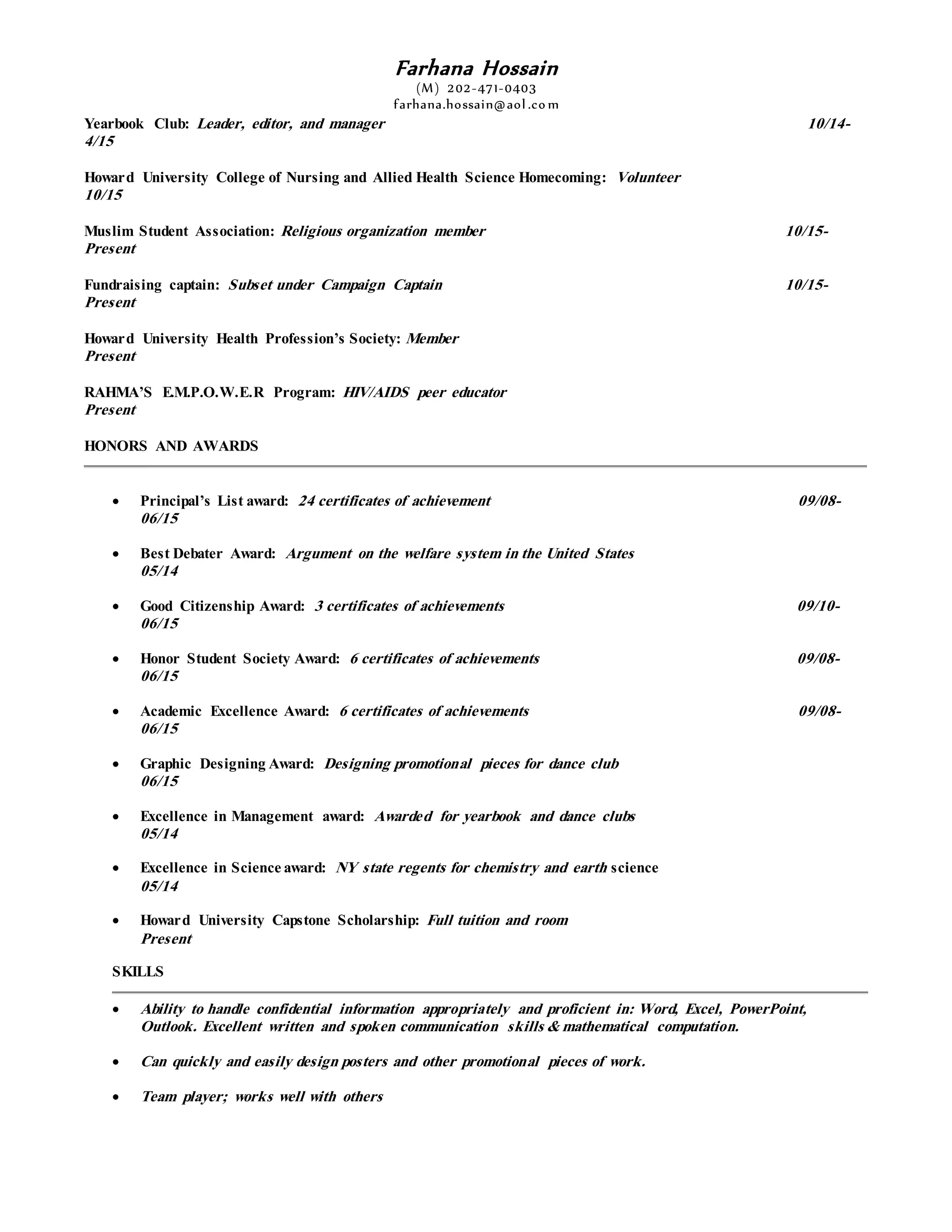 Farhana Resume | DOCX